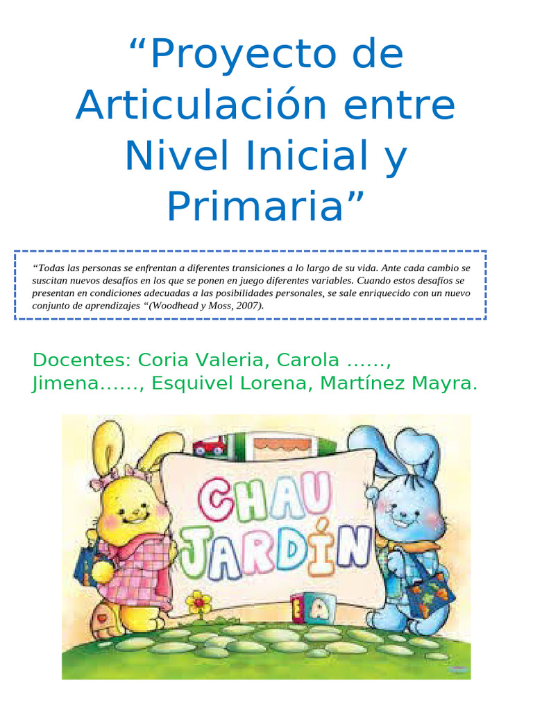 Articulación Nivel Inicial y Primaria | PDF | Educación de la primera ...