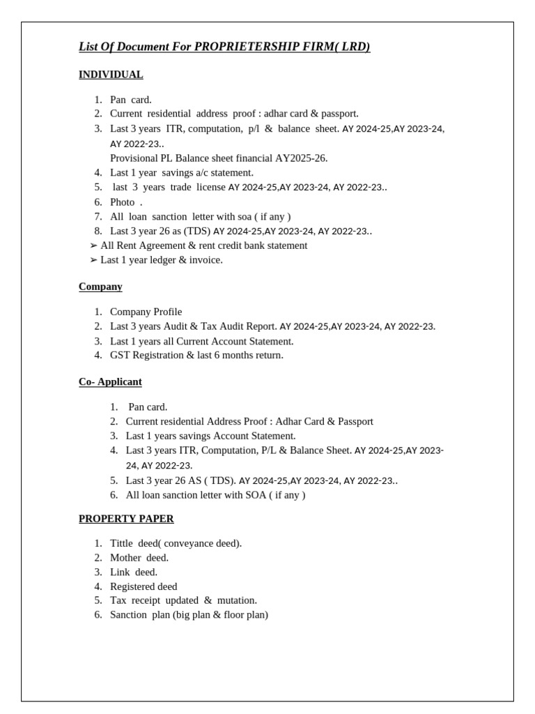 Documents - For LRD PROPRIETERSHIP FIRM | PDF