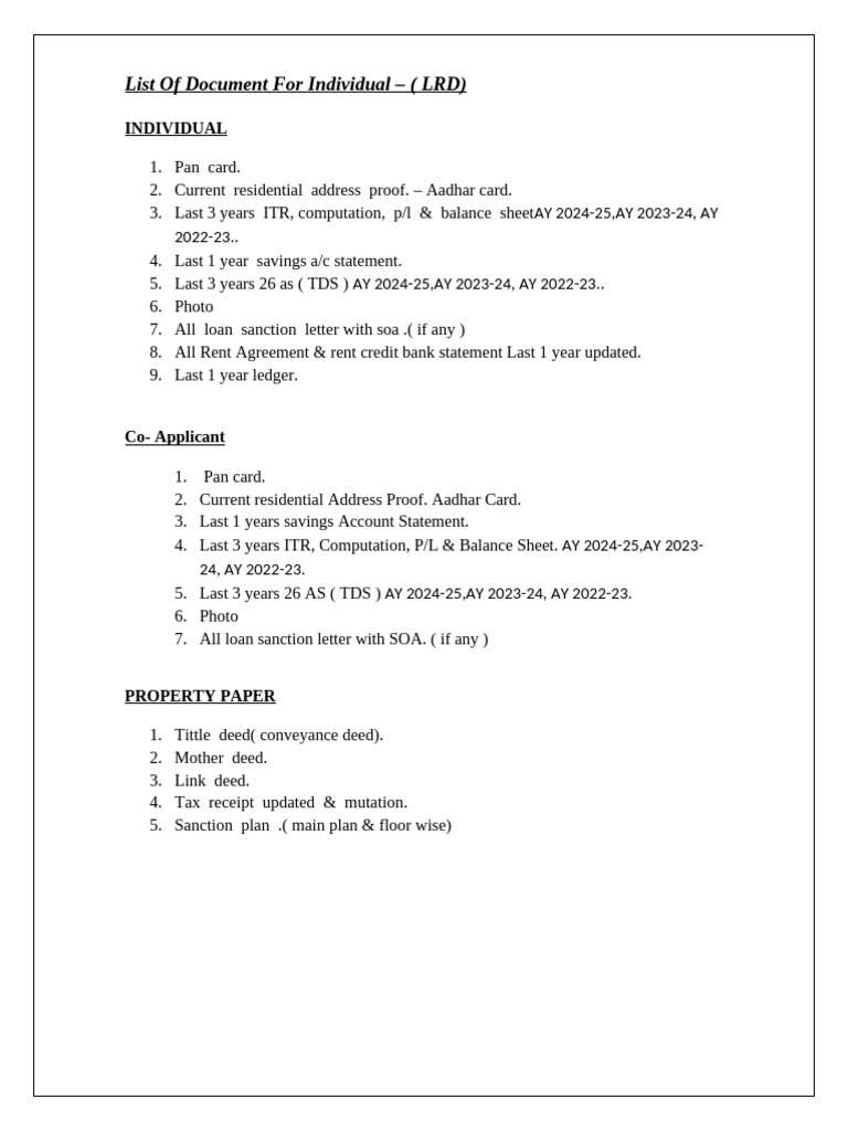 Documents - For LRD Individual | PDF