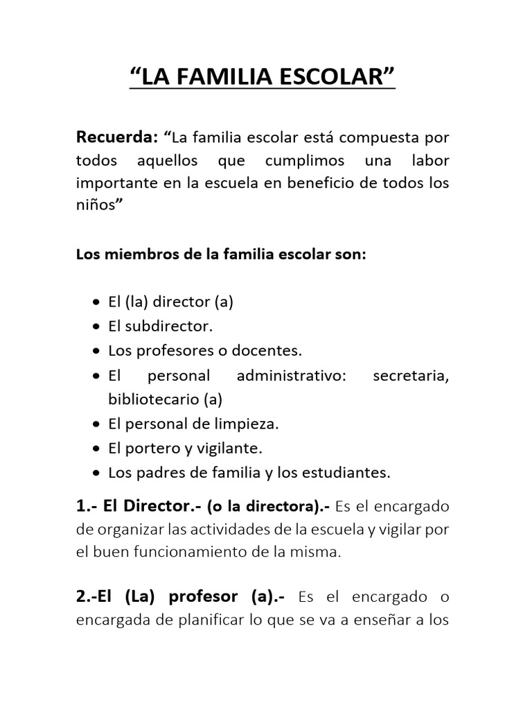 Roles en la Familia Escolar | PDF | Escuelas | Aprendizaje