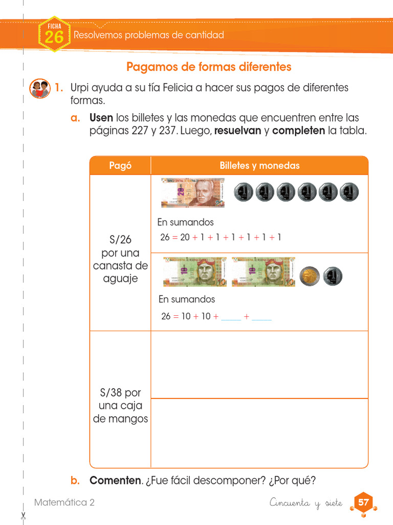Ficha - Mat - Con Monedas y Billetes | PDF