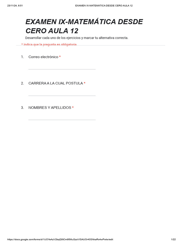 Examen Ix-Matemática Desde Cero Aula 12 | PDF