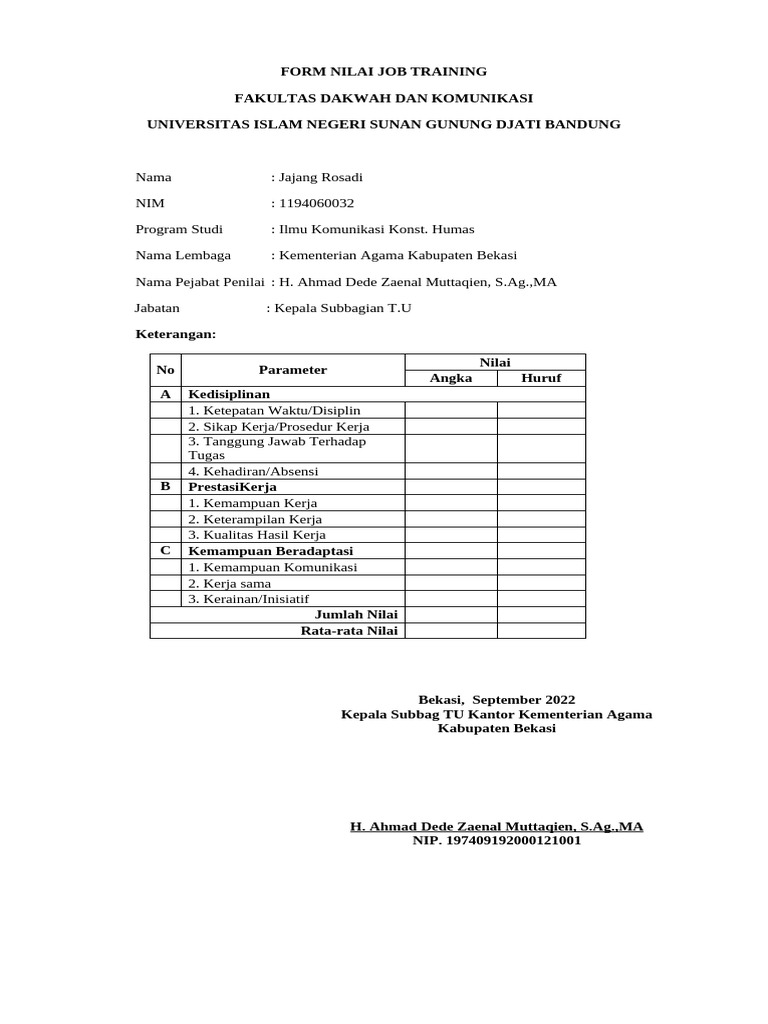 Format Nilai | PDF