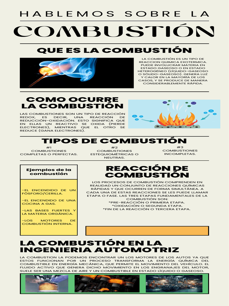 Infografia Sobre La Combustion | PDF | Combustión | Redox