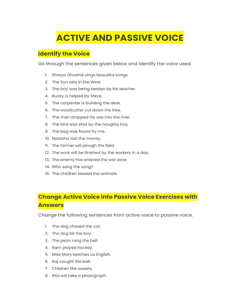 Active and Passive Voice | PDF