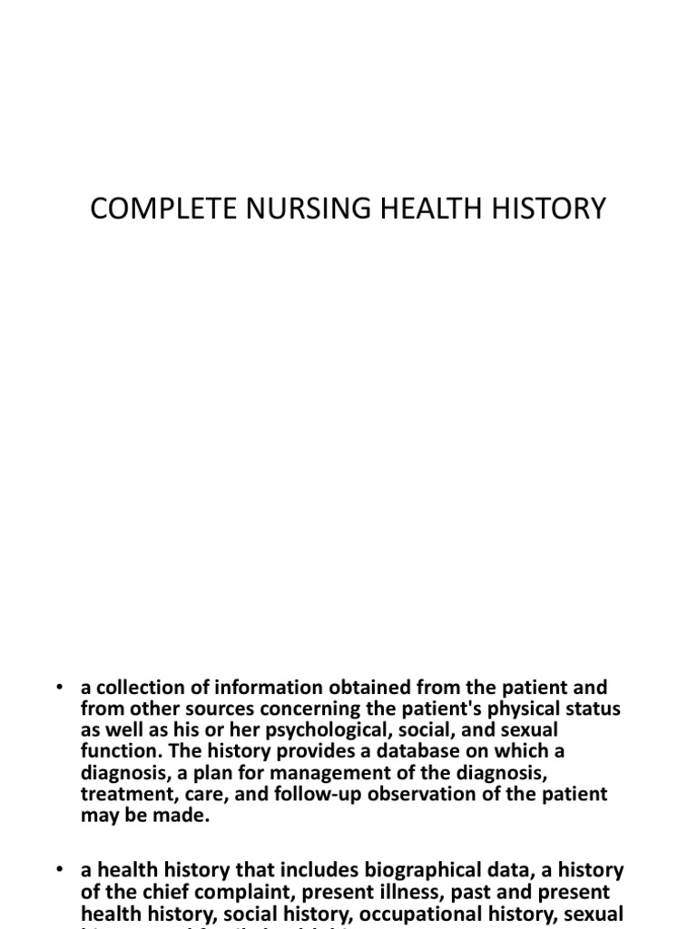 Complete Nursing Health History Pdf