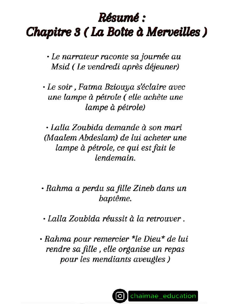 Résumé (Chapitre 3) La Boîte À Merveilles | PDF