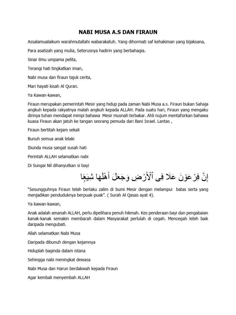 Kisah Nabi Musa A.S Dan Firaun | PDF