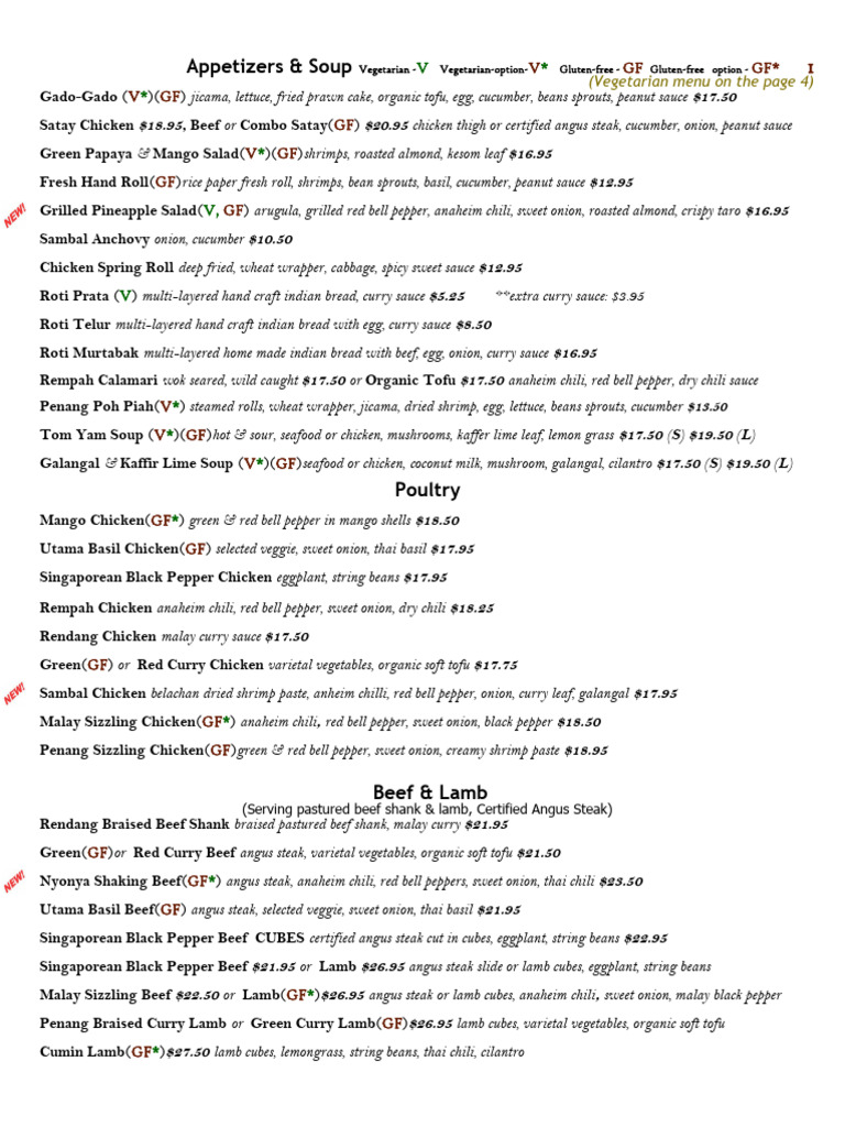 Vegetarian and Gluten-Free Menu Options | PDF | Thai Cuisine | Curry