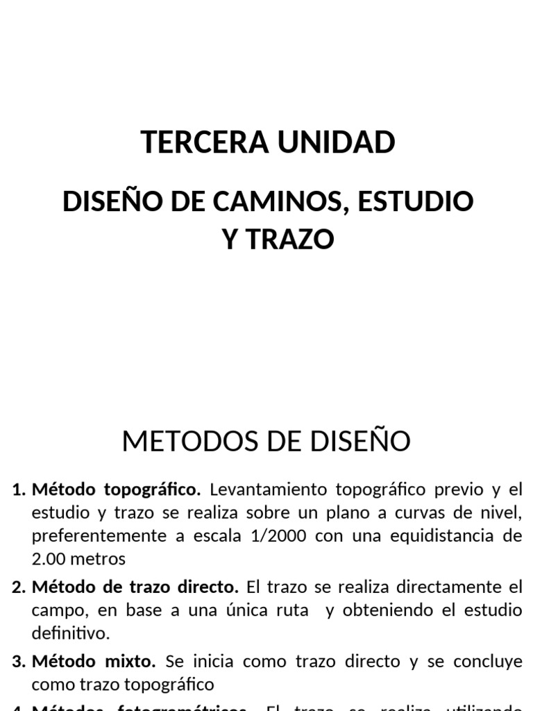 Presentacion Capitulo III Diseño - Estudio y Trazo | PDF | Topografía | Curva