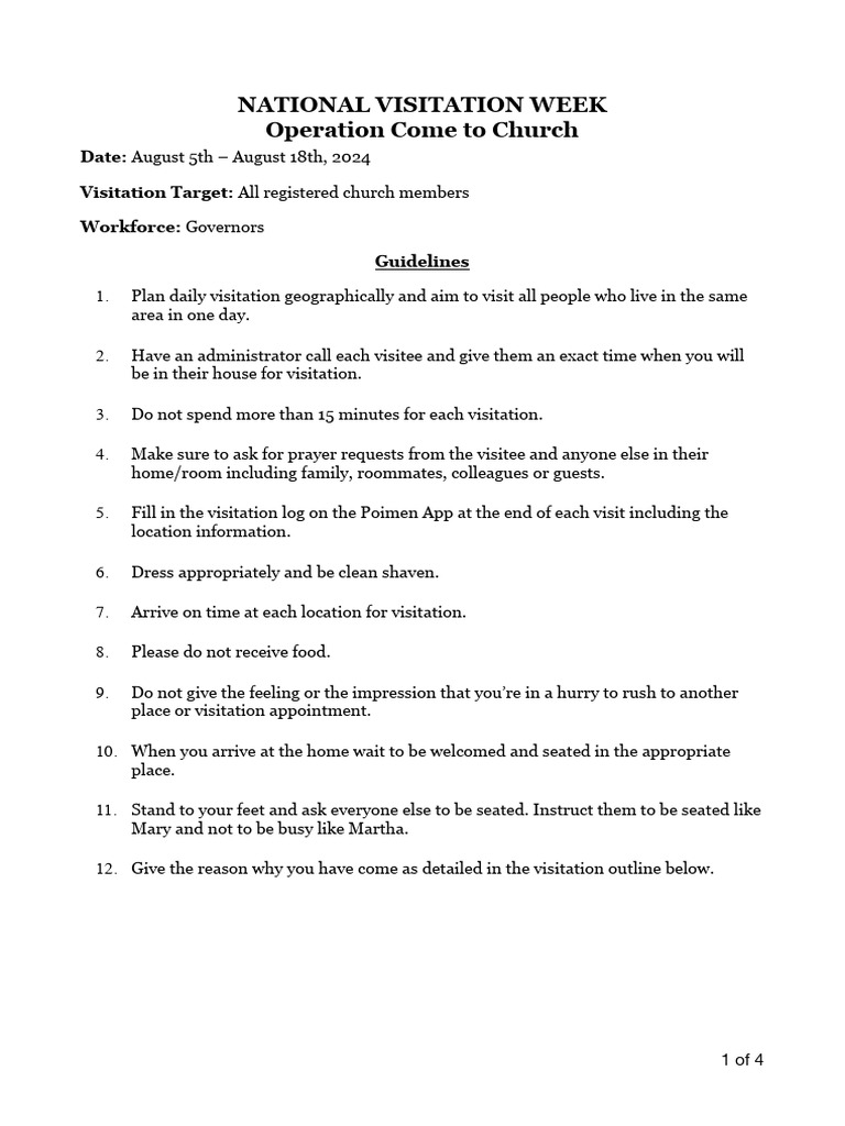 National Visitation Week 24 Outline | PDF | Jesus | Gospel Of Matthew