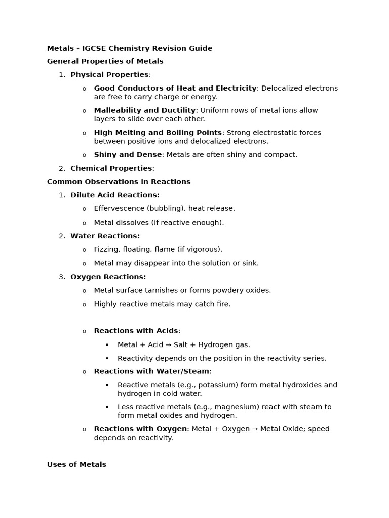 Metals rapid revision | PDF | Metals | Corrosion