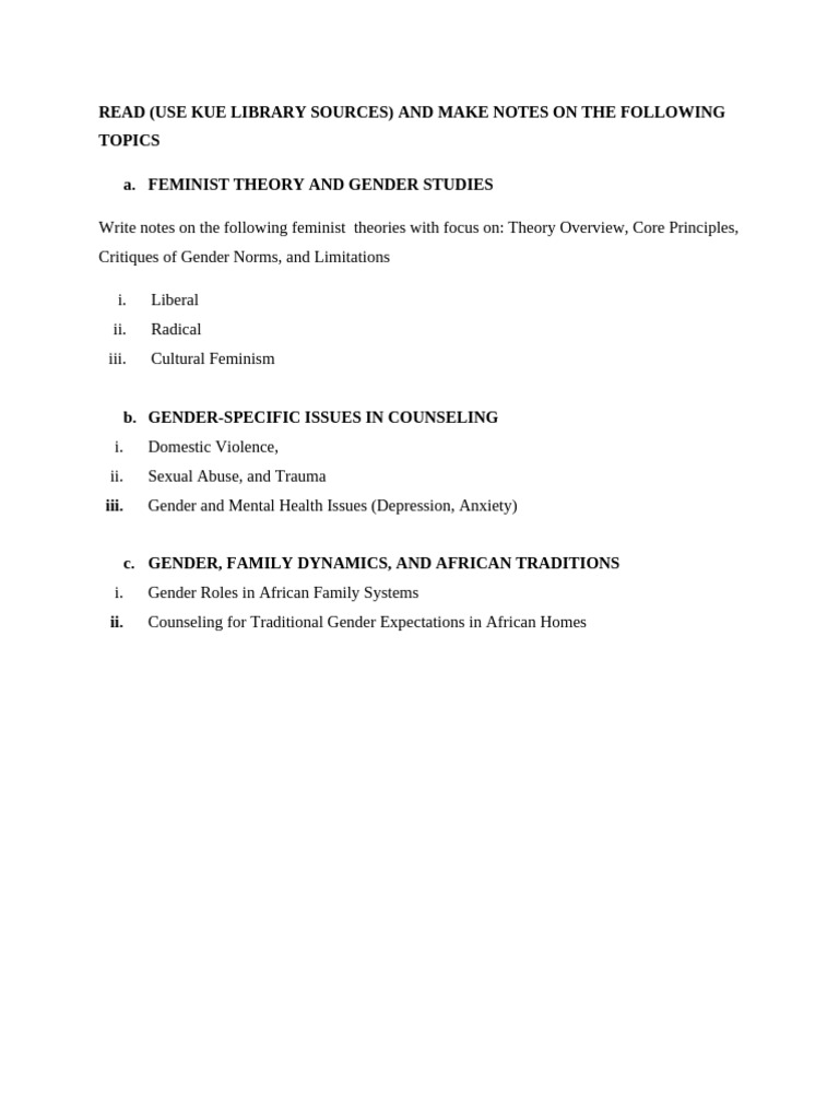 Feminist Theories and Gender Counseling Insights | PDF