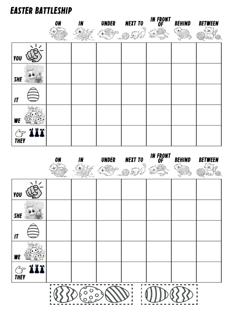 Prepositions of Place Battleship | PDF