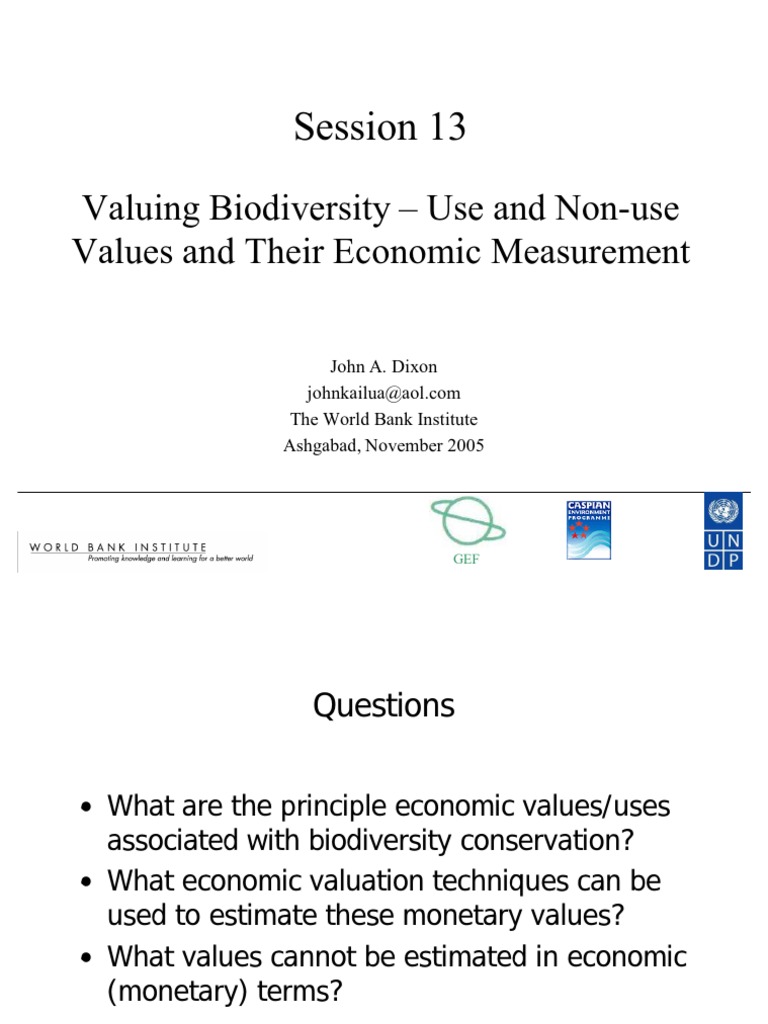 Total Economic Valuation Framework | PDF | Biodiversity | Valuation ...