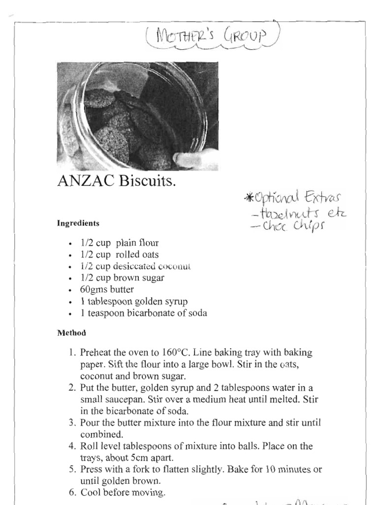 Easy Anzac Biscuit Recipe | PDF