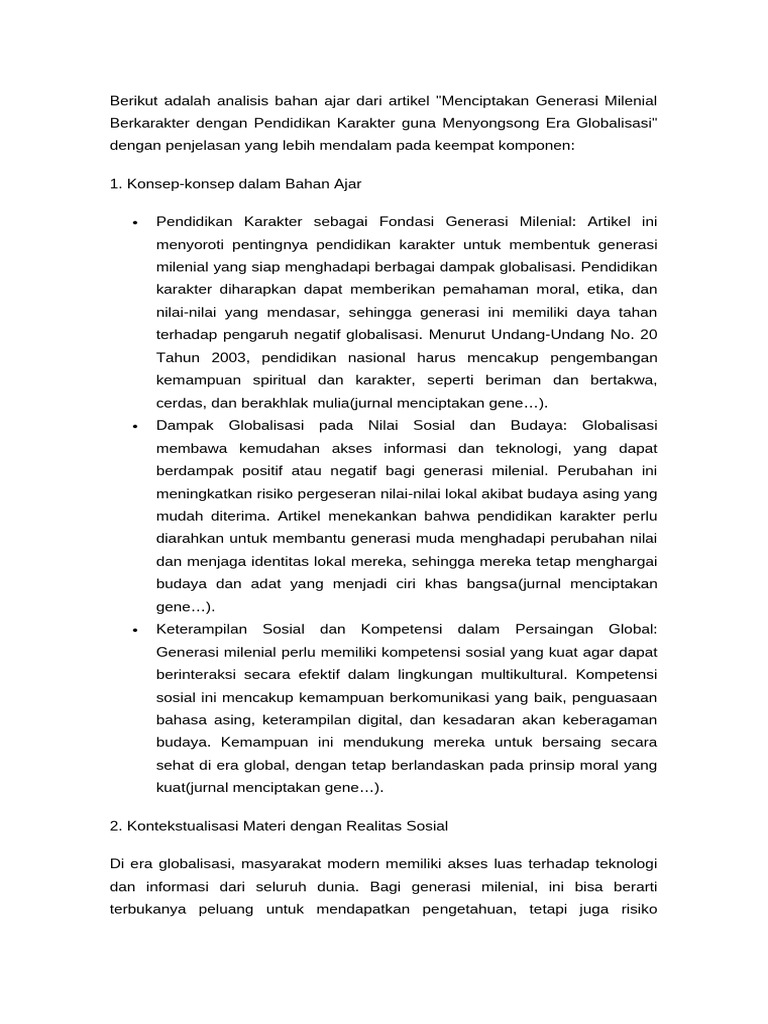 Pendidikan Karakter untuk Generasi Milenial | PDF