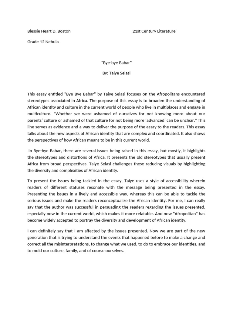 Byebye Blessie | PDF