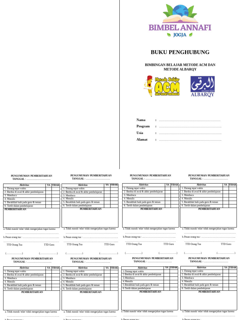 Buku Penghubung Bimbel | PDF