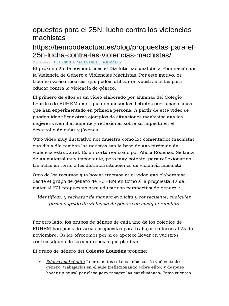 Opuestas para El 25N | PDF | Género | Estudios de género