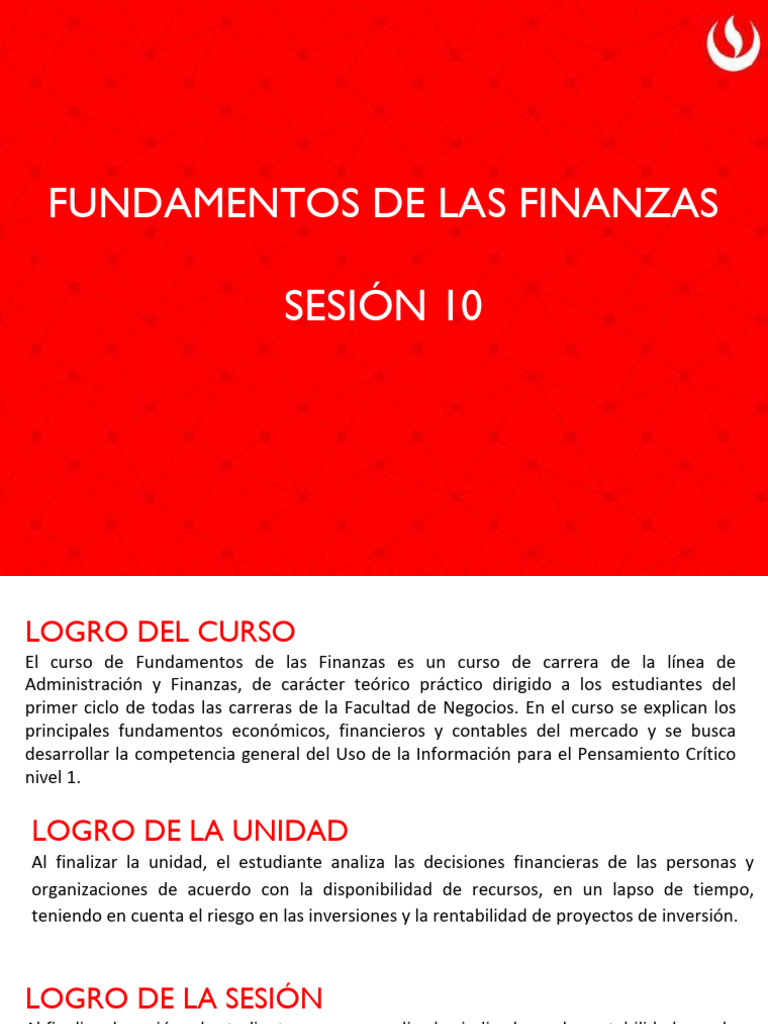SEMANA 10 - Fundamentos de Las Finanzas | PDF | Flujo de caja descontado | Economía Financiera
