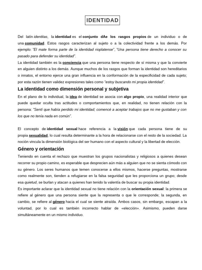Identidad Personal y Social: Diferencias | PDF | Grupo social | Sociedad