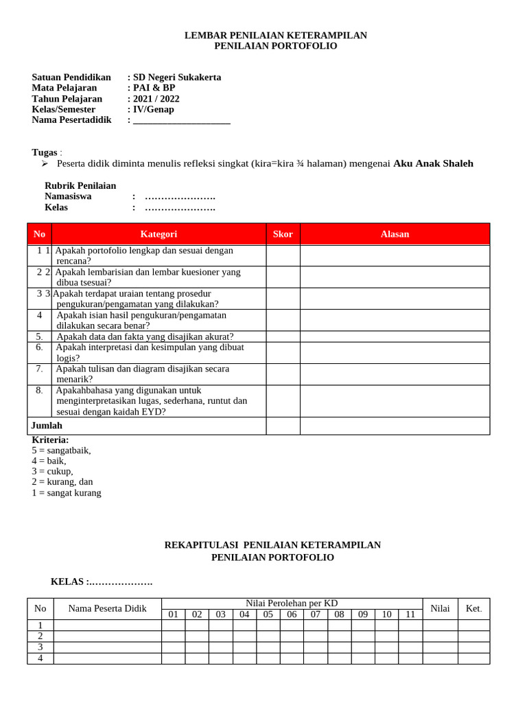13.lampiran Portofolio RPP 3 | PDF