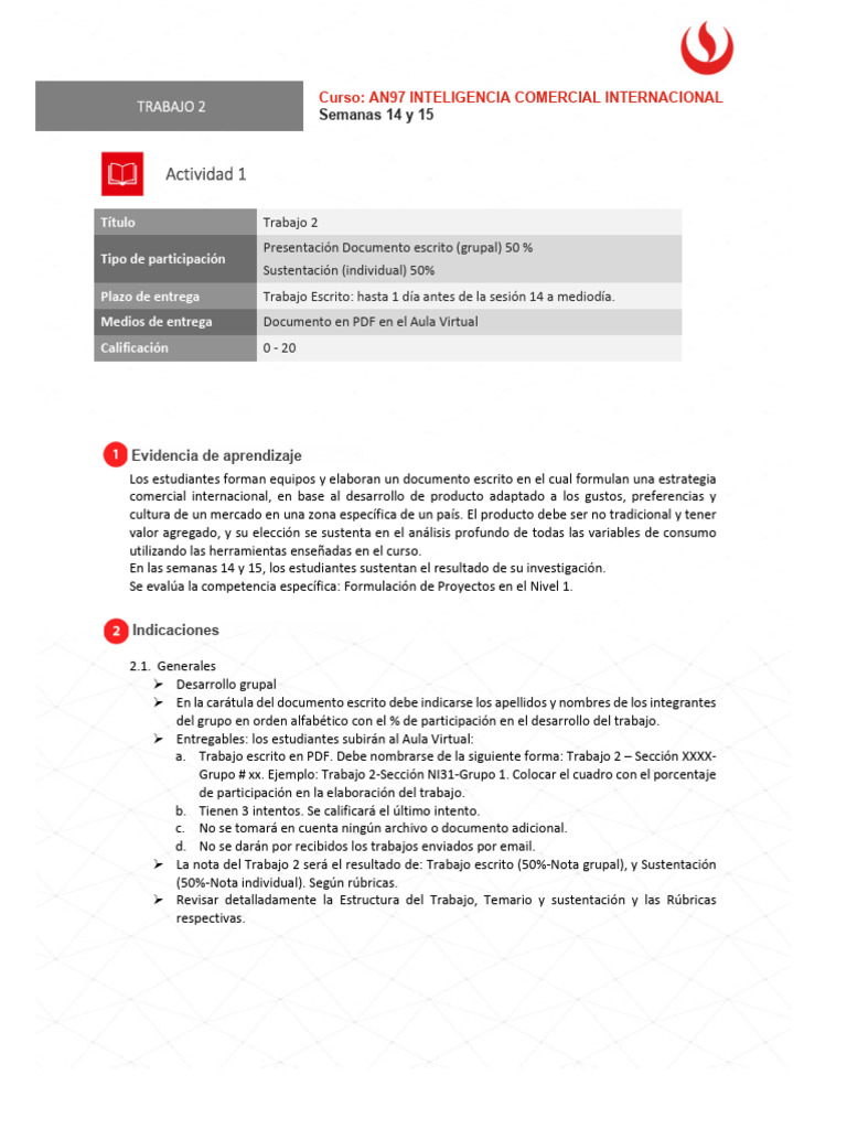Trabajo 2 AN97 Inteligencia Comercial Internacional 2024 | PDF | Bibliografía | Transporte