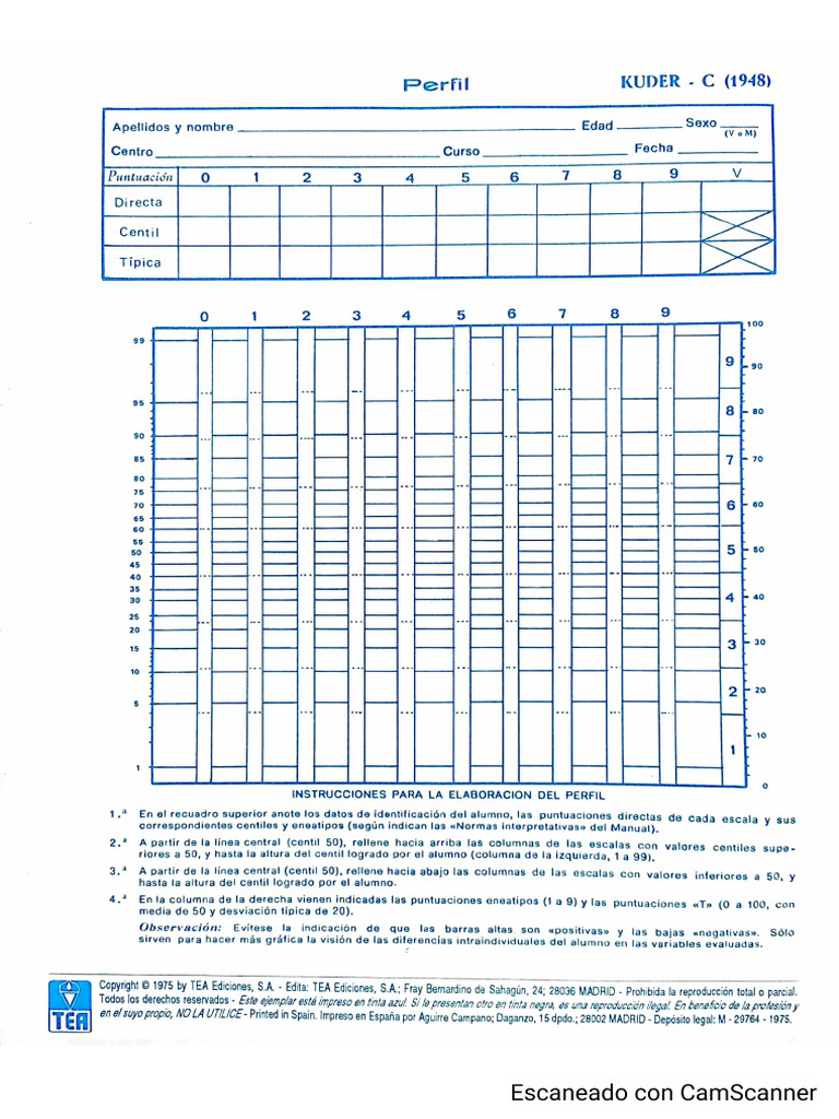 Hoja de Respuesta y Perfil - Kuder - C | PDF