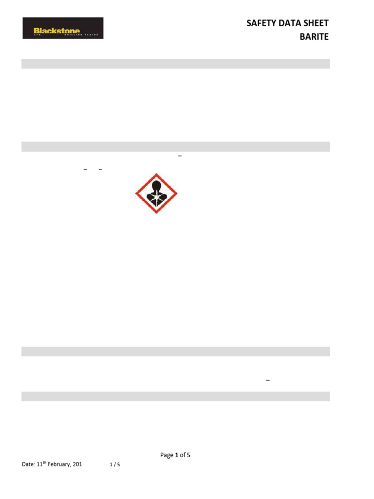 Barite.pdf msds | PDF | Silicon Dioxide | Toxicity