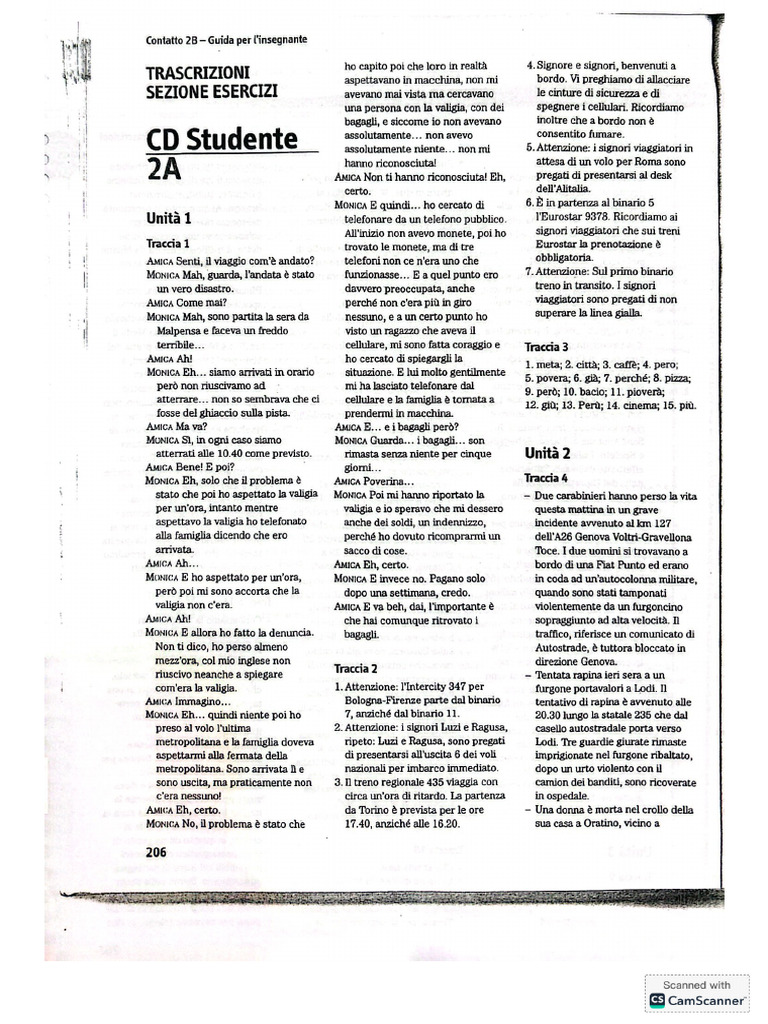 Contatto B1 Esercizi Traccia 1 e 2 | PDF