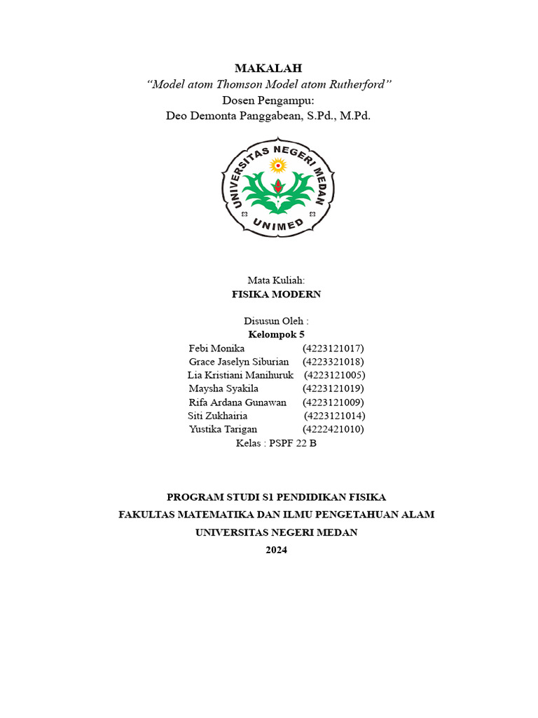 Kelompok 5 - Model Thomson Dan Rutherford | PDF