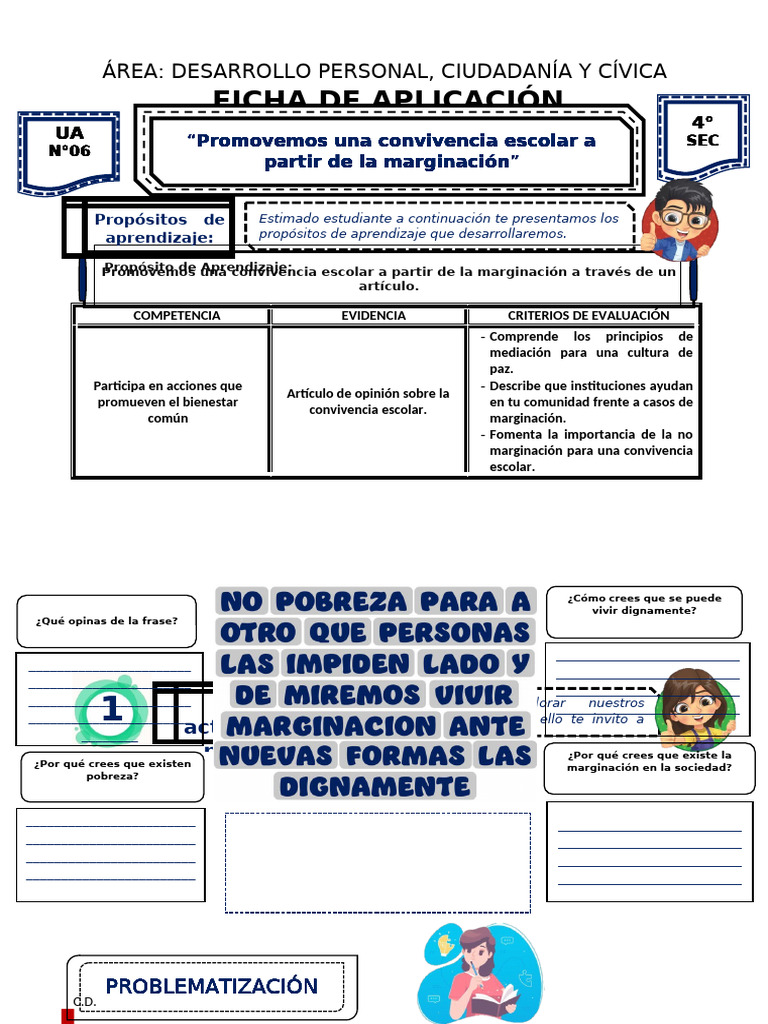 4° Ficha de Aplicación-Sesión.5-Ua.6 - DPCC | PDF | Desigualdad social | Discriminación y ...