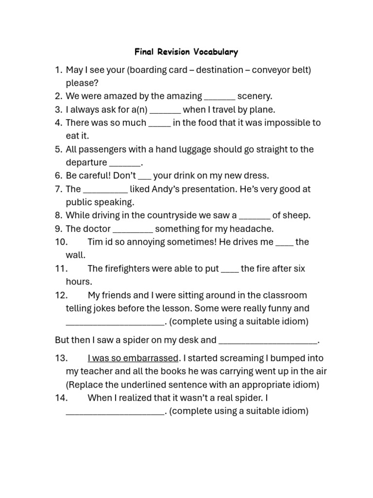 Final Revision VocabularyQ5Gg7 | PDF