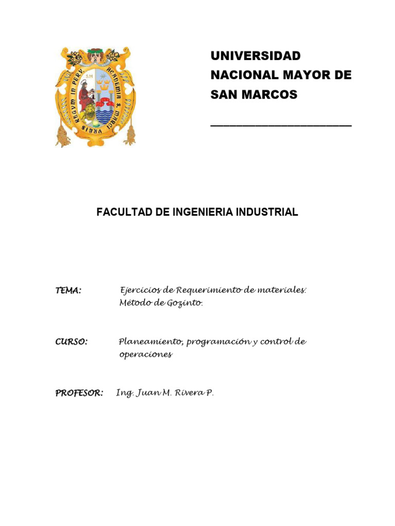 Problema Resueltos de MRP - Gozinto | PDF | Ingeniería | Ingeniería de ...