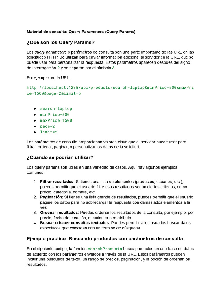Query Parameters (Query Params) | PDF | Servidor web | Internet y web