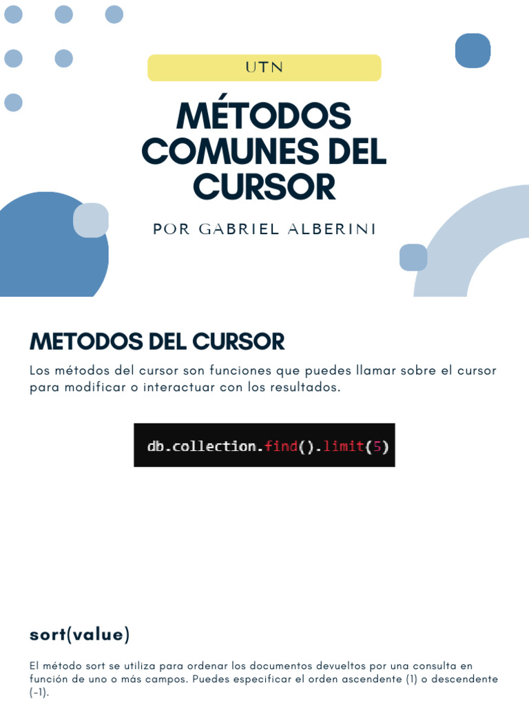 Clase 4 - Métodos Comunos Del Cursor | PDF | Mongo Db | Tecnologías de la información