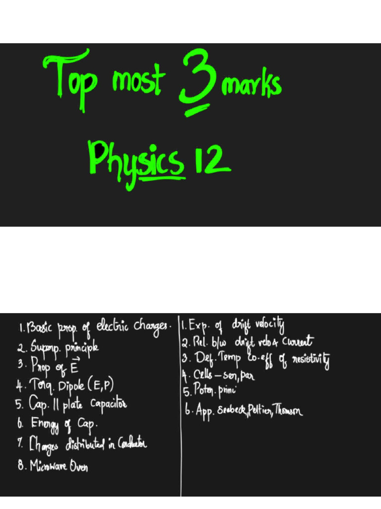 12 Phy Golden 3 Mrks | PDF