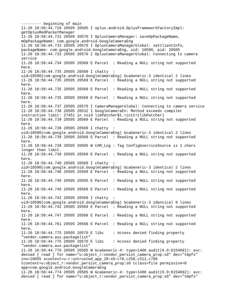 Google Camera Log Errors | PDF | Computing