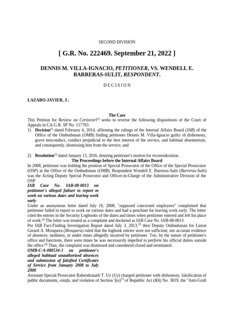 Villa-Ignacio vs. Barreras-Sulit Case Review | PDF | Prosecutor ...