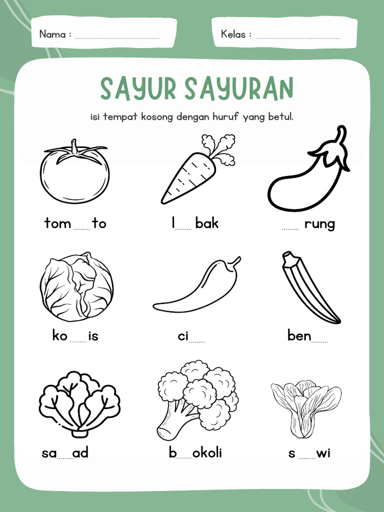 Colorful Fruits and Vegetables Illustration Phonics Worksheet | PDF