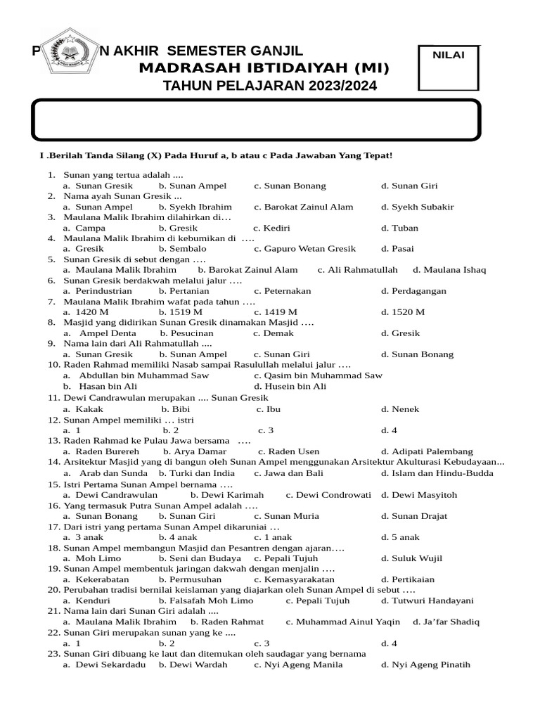 Naskah Ski Kls 6 Ganjil 2024 Fix | PDF