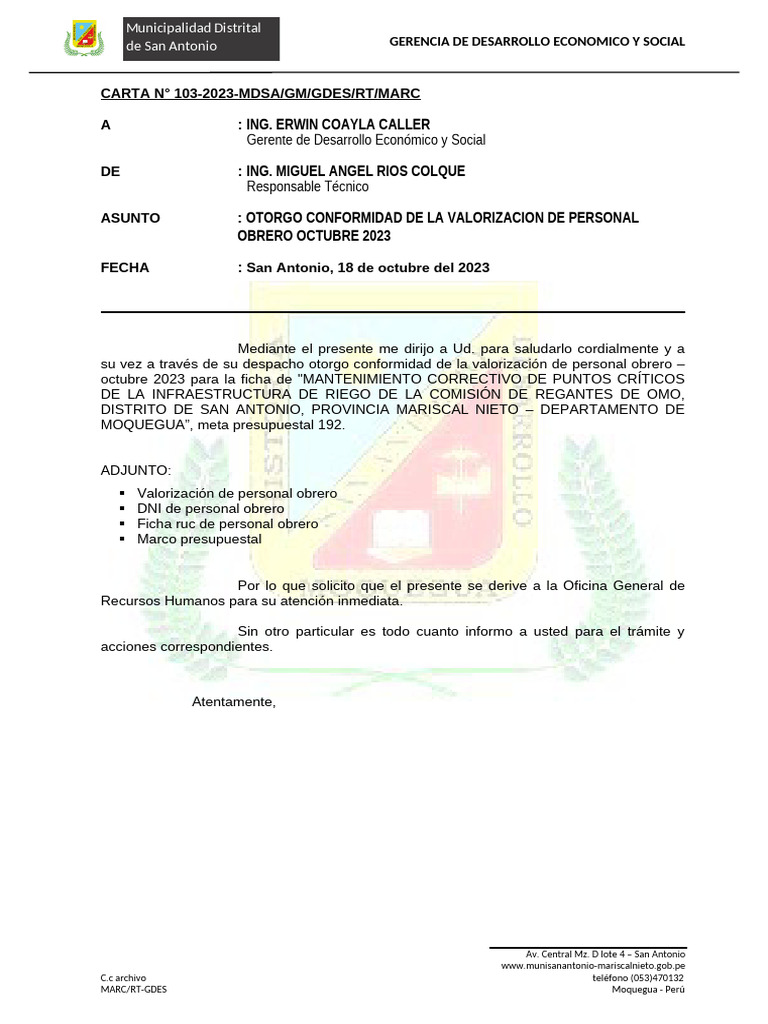 Carta #103 Marc | PDF