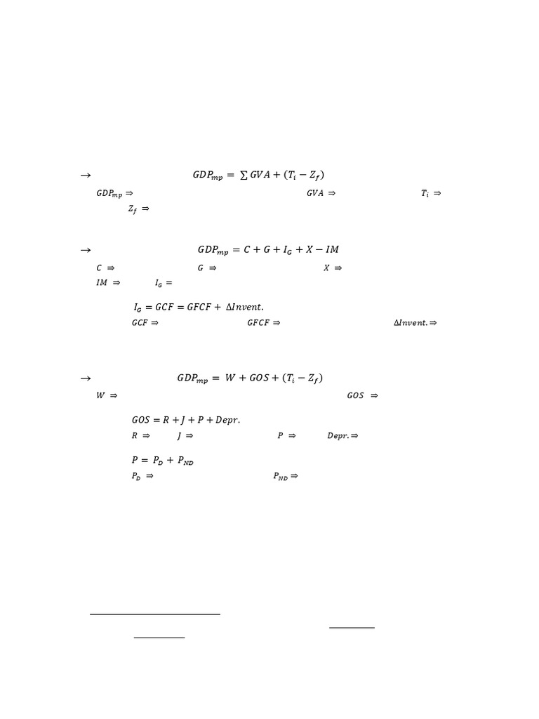 Formula Sheet - National Accounts | PDF | Income | Gross Value Added