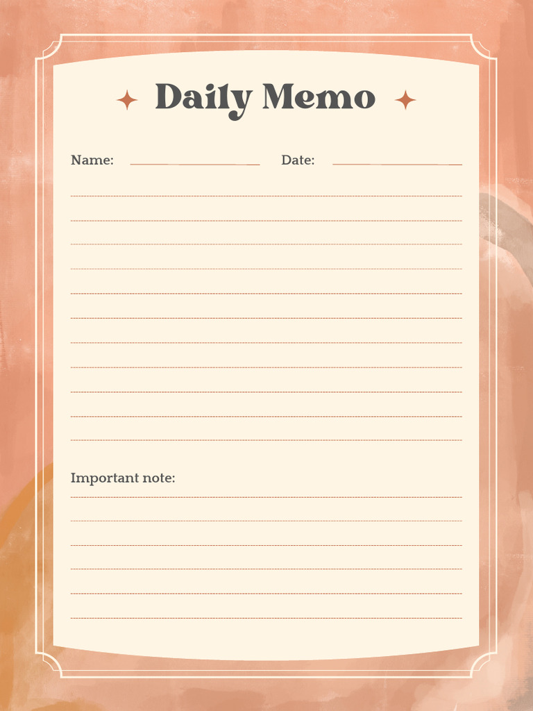 Brown Minimalist Watercolor Daily Memo | PDF