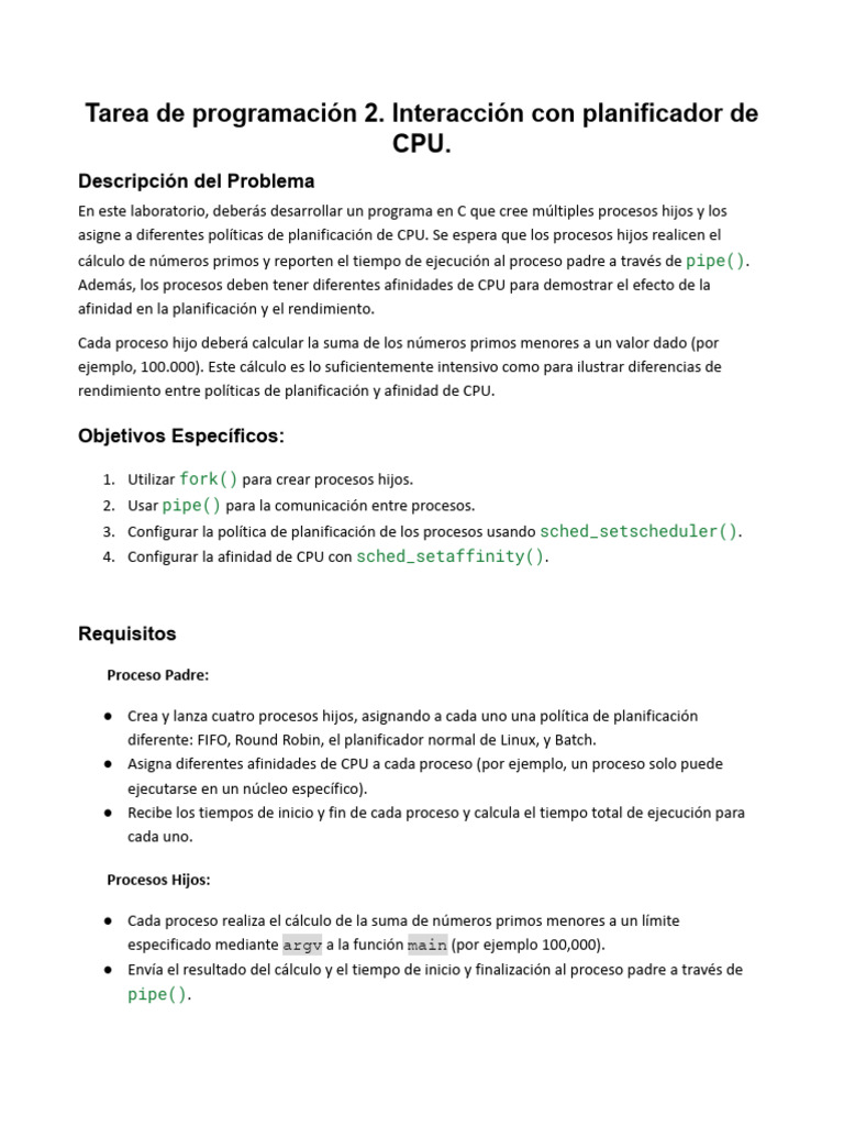 tarea 2 SO 2024-2 | PDF | Unidad Central de procesamiento | Programación (Computación)