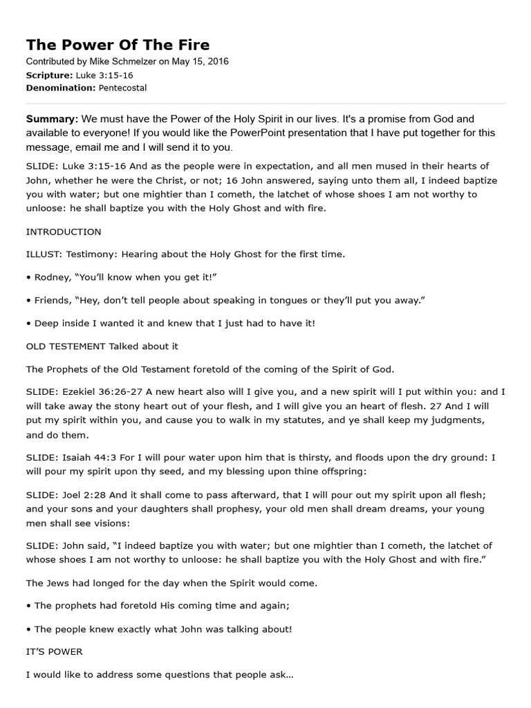 The Power of The Fire | PDF | Baptism | Jesus