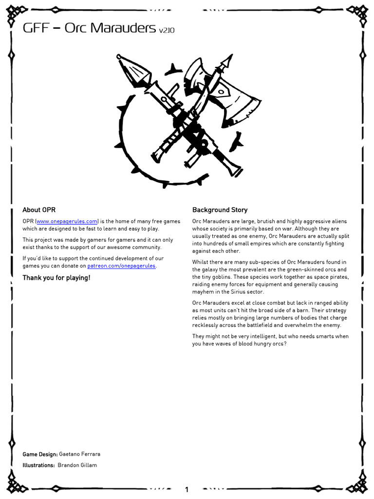 GFF - Orc Marauders v2.10 | PDF | Ballistics | Projectile Weapons