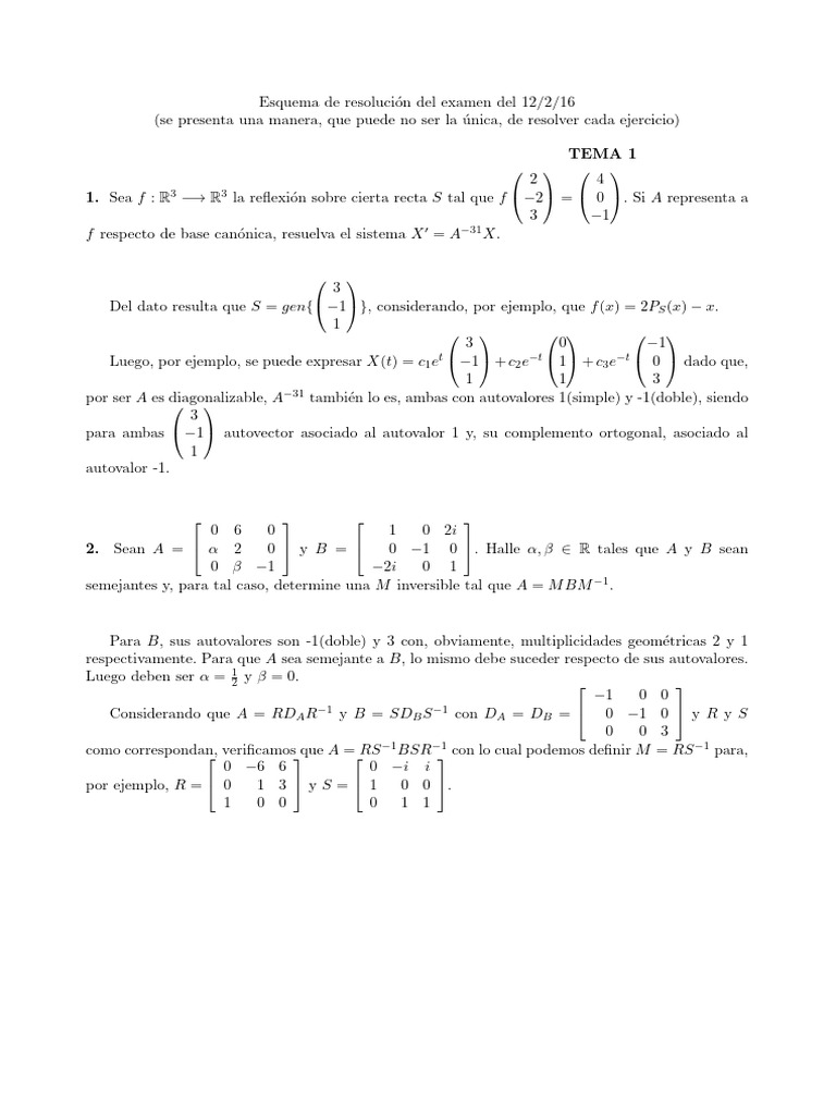 Álgebra II Integrador 12-02-16 | PDF | Valores propios y vectores ...
