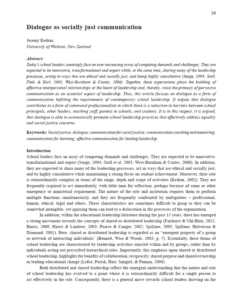 Dialogue As Socially Just Communication | PDF | Dialogue | Behavior